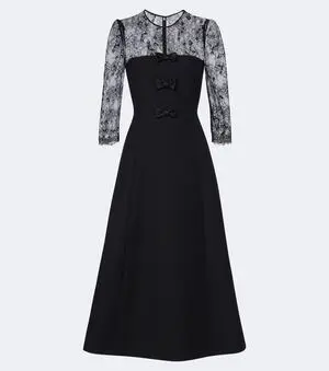 Valentino Garavani Crepe Couture Lace-trimmed Midi Dress - Black