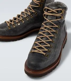 Brunello Cucinelli Leather Lace-up Boots - Blue