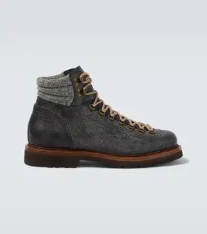 Brunello Cucinelli Leather Lace-up Boots - Blue