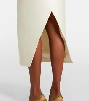 LEO LIN Quinn Embellished Wool And Silk Midi Skirt