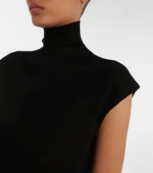 Rick Owens Virgin Wool Ribbed Turtleneck Top