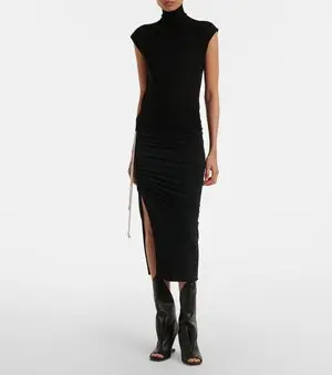 Rick Owens Virgin Wool Ribbed Turtleneck Top