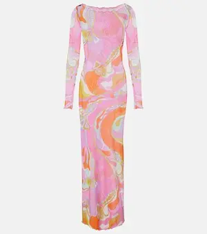 Emilio Pucci Orchidee Sheer Tulle Maxi Dress - Multicoloured