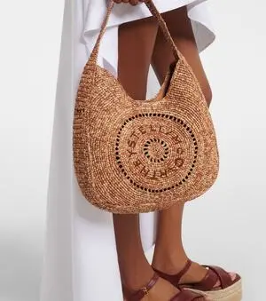 Stella McCartney Logo Raffia Shoulder Bag