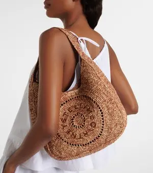 Stella McCartney Logo Raffia Shoulder Bag