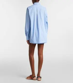 Hunza G Striped Cotton Poplin Shorts - Blue