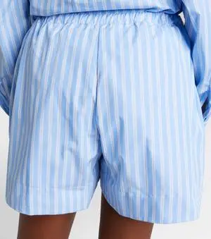 Hunza G Striped Cotton Poplin Shorts - Blue