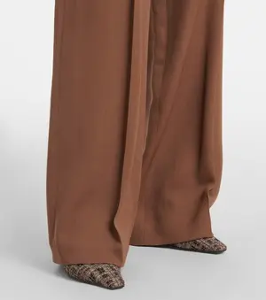 Brunello Cucinelli Monili Pleated Wool-blend Wide-leg Pants