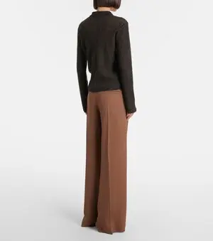 Brunello Cucinelli Monili Pleated Wool-blend Wide-leg Pants
