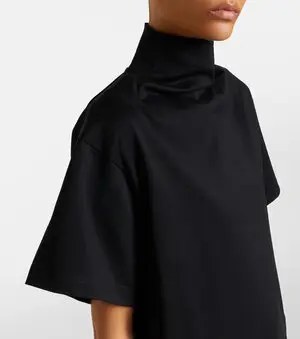 Alaïa Asymmetric Cotton Jersey T-shirt - Black