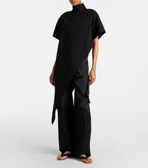 Alaïa Asymmetric Cotton Jersey T-shirt - Black