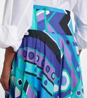 Emilio Pucci Vivara Cotton Maxi Skirt - Blue