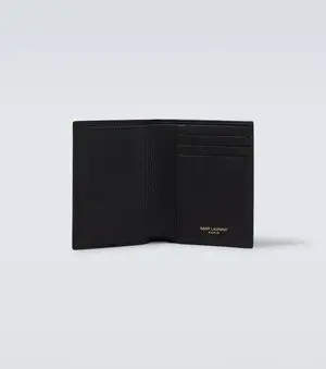 Saint Laurent Tiny Cassandre Leather Wallet - Black