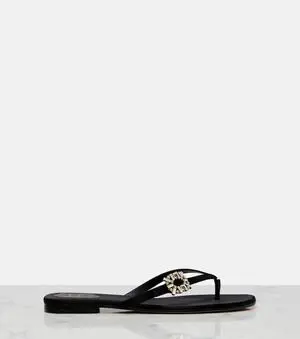 ROGER VIVIER Embellished Satin Thong Sandals