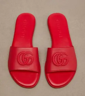 Gucci Double G Leather Slides