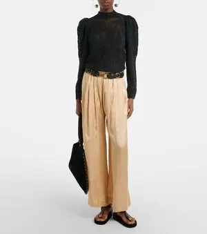 Isabel Marant Étoile Nolia Satin Wide-leg Pants - Gold