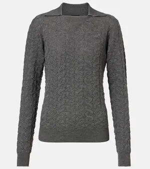 Etro Cable-knit Wool Polo Sweater
