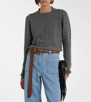 Etro Cable-knit Wool Polo Sweater