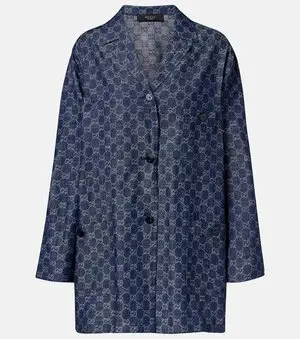 Gucci Gg Jacquard Denim Shirt - Blue