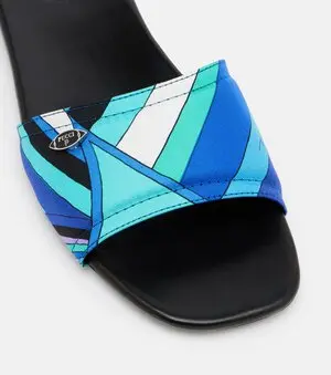 Emilio Pucci Yummy Iride Twill Slides - Blue