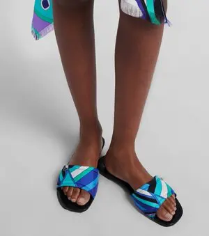 Emilio Pucci Yummy Iride Twill Slides - Blue