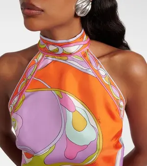 Emilio Pucci Orchidee Scalloped Cotton Shorts
