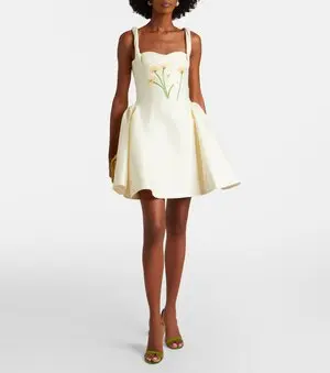 LEO LIN Ariel Embellished Wool And Silk Mini Dress