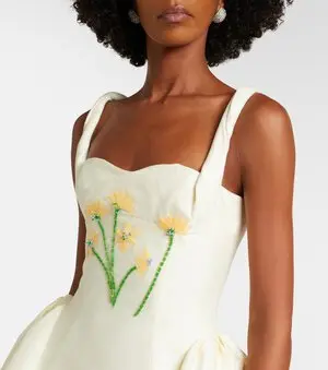 LEO LIN Ariel Embellished Wool And Silk Mini Dress