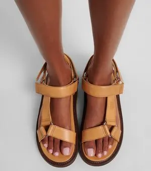 Miu Miu Leather Sandals With Velcro® Fastening