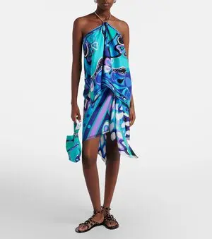 Emilio Pucci Orchidee Silk Twill Halter Top With Chain Detail
