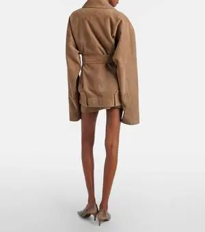 Khaite Jett Suede Miniskirt - Beige