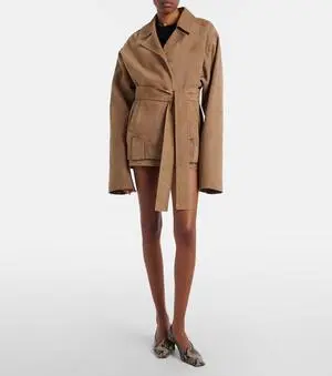 Khaite Jett Suede Miniskirt - Beige