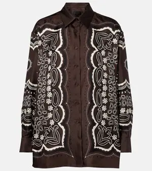 NILI LOTAN Alfie Printed Silk Twill Shirt
