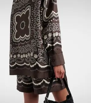 NILI LOTAN Alfie Printed Silk Twill Shirt