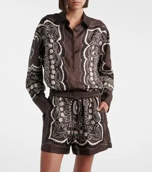 NILI LOTAN Alfie Printed Silk Twill Shirt