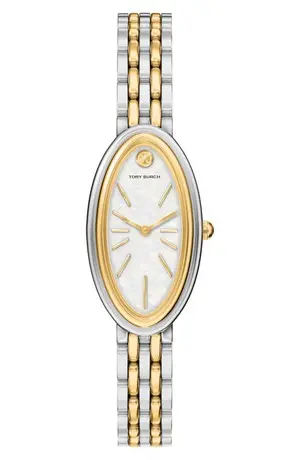 Tory Burch Oval Elongated Bracelet Watch - Two Tone
