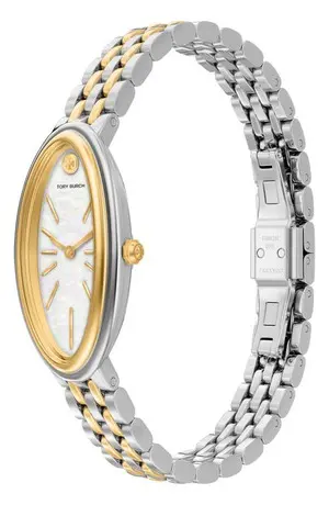 Tory Burch Oval Elongated Bracelet Watch - Two Tone