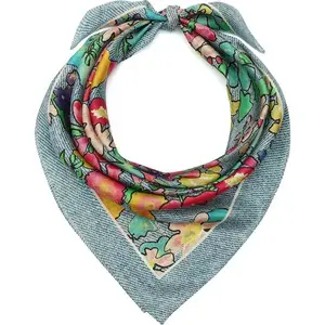 Kurt Geiger Floral Denim Silk Square Scarf - Rainbow
