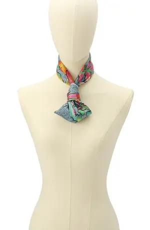 Kurt Geiger Floral Denim Silk Square Scarf