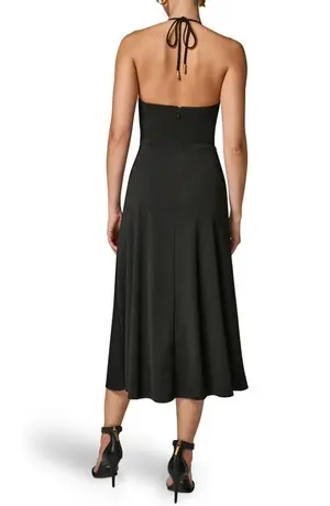 Donna Karan New York Halterneck Cowl Neck Midi Dress - Black