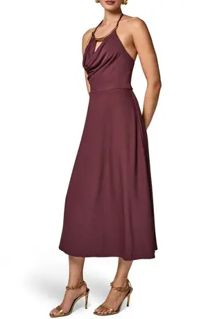 Donna Karan New York Halterneck Cowl Neck Midi Dress