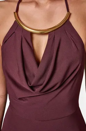 Donna Karan New York Halterneck Cowl Neck Midi Dress