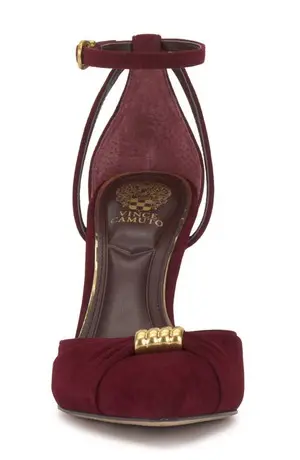Vince Camuto Mallie Ankle Strap Stiletto Pumps With Pointed Toe And Hardware Accent - Pomegranate