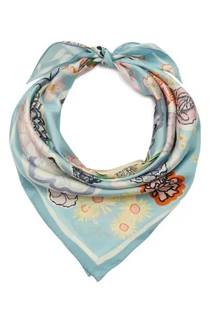 Kate Spade New York Garden Floral Silk Square Scarf - Blue Multi