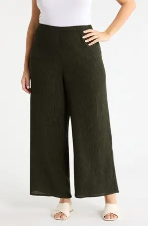 Eileen Fisher Wide Leg Ankle Pants - Seaweed