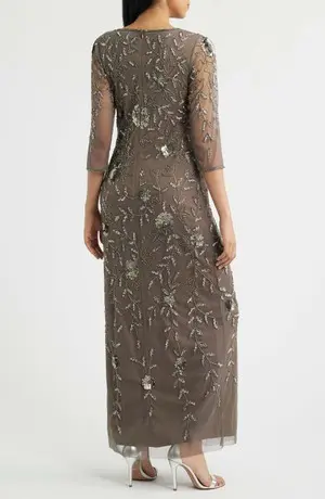 Pisarro Nights Embellished V-neck Gown