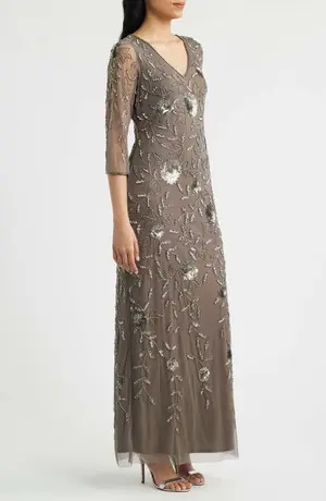Pisarro Nights Embellished V-neck Gown
