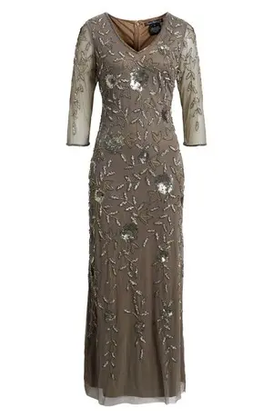Pisarro Nights Embellished V-neck Gown