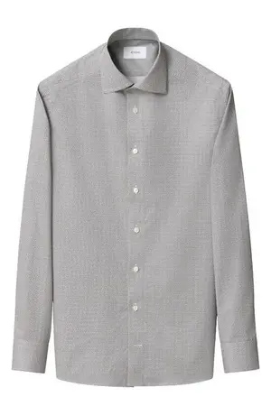 Eton Regular Fit Microprint Signature Cotton Twill Dress Shirt - Navy