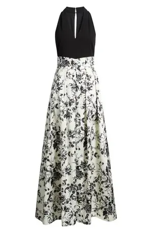 Julia Jordan Print Pleated Sleeveless Gown